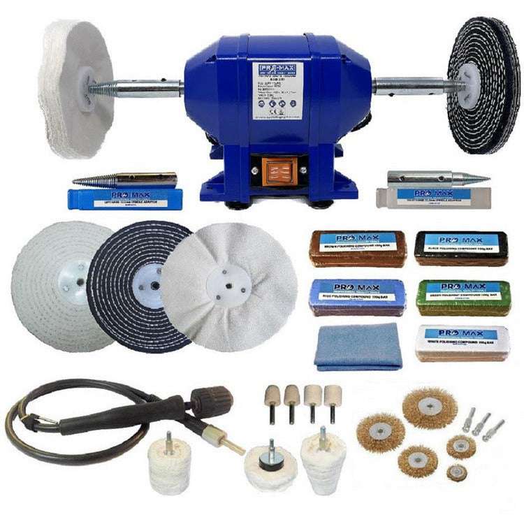 Bench Grinder Metal Polisher 6 250W With 6 Deluxe Metal Polishing Kit Pro Max