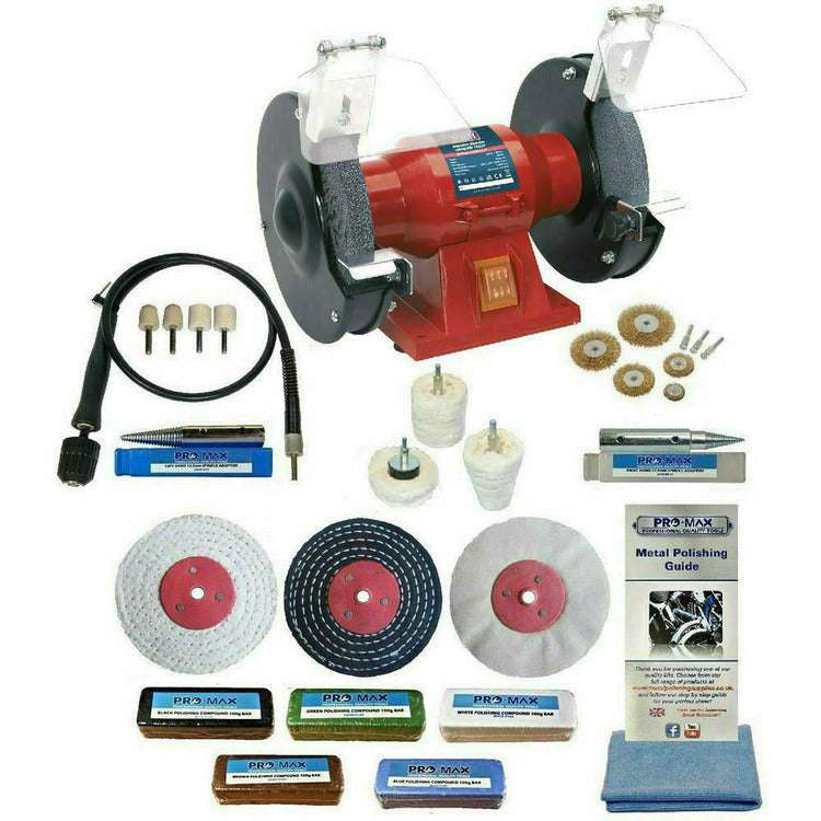 Sealey 6" 150W Bench Grinder Polisher With Pro-Max 4" Deluxe Metal Pol ...
