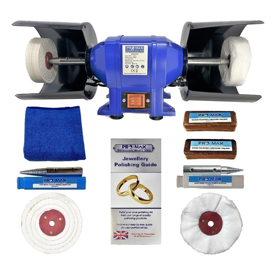 Jewellery Polishing Machine 6" Bench Mounted 250W With 4" Polishing Ki ...