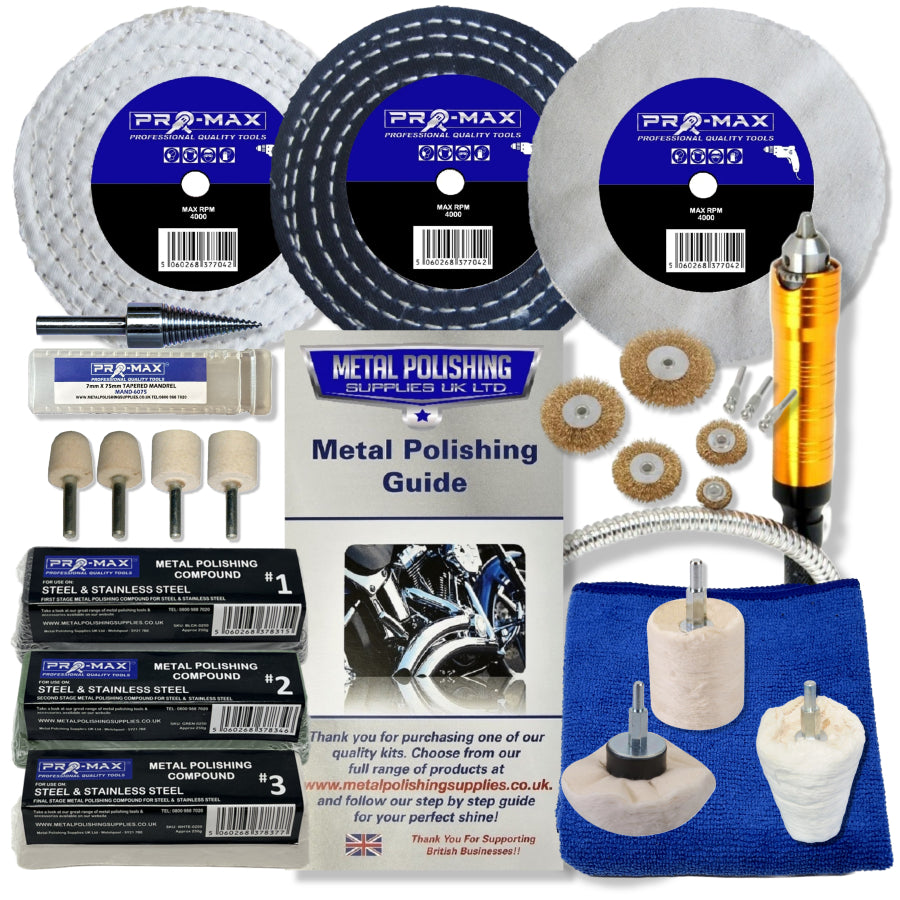 Drill Steel And Stainless Steel Metal Polishing Kit 4" x 1" 21pc Pro-M ...